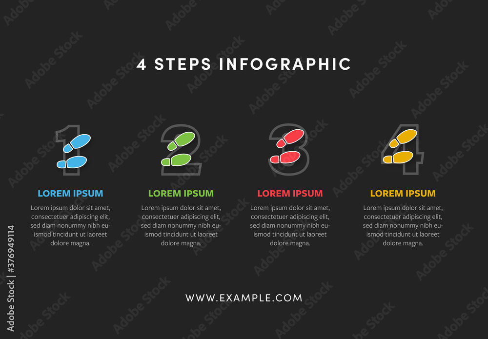 Simple Infographic Layout with Foot Prints Illustrations Stock Template ...
