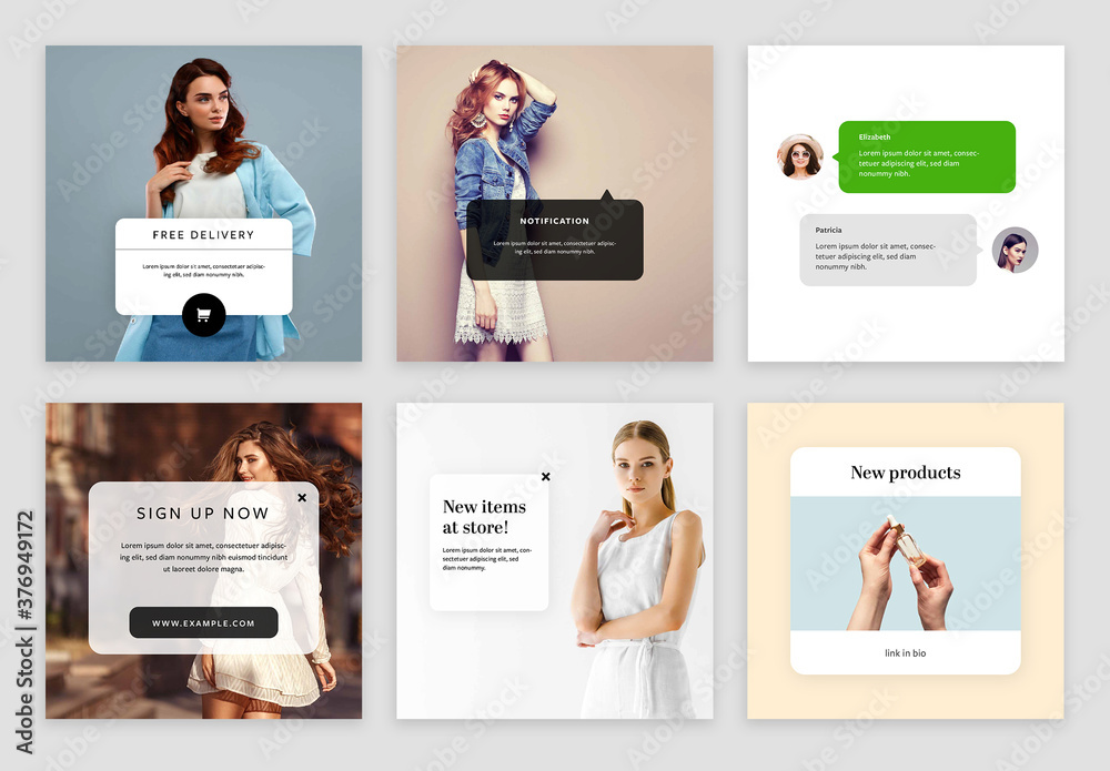 Notification Design Social Media Post Layouts Stock Template | Adobe Stock