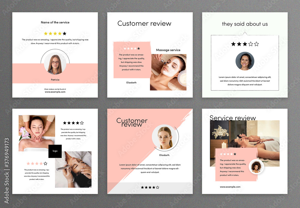 Trendy Customer Review Social Media Post Layouts Stock Template | Adobe ...