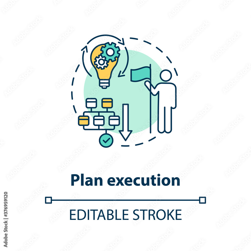 Plan execution concept icon. Money target achieved. Good financial ...