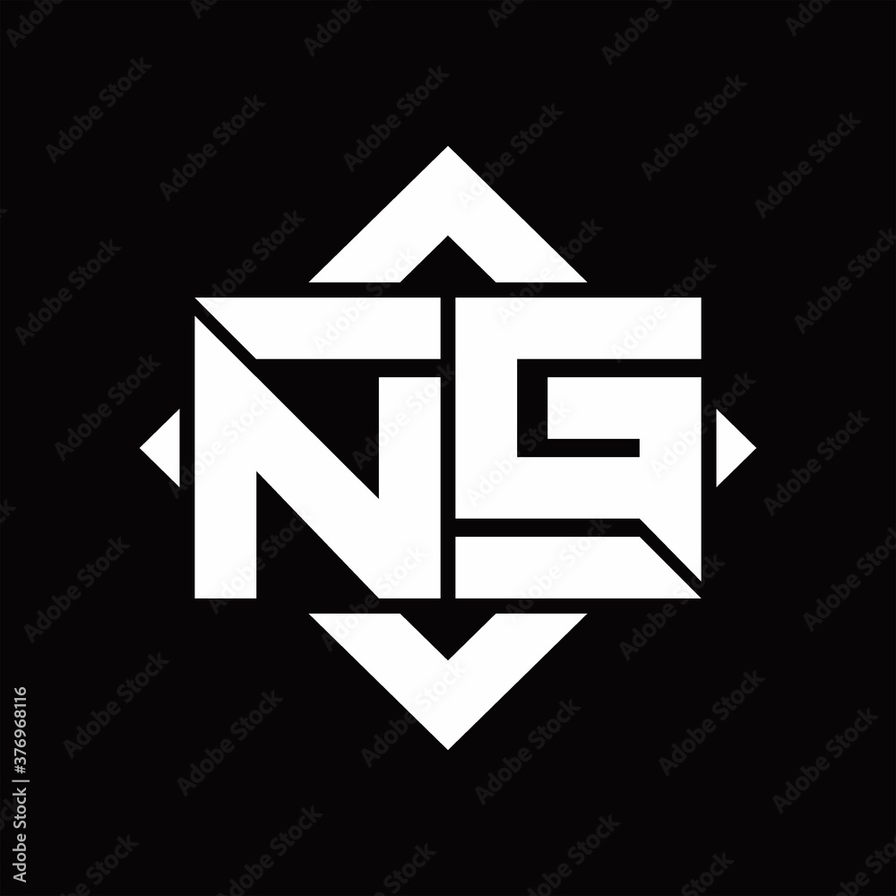 NG Logo monogram with overlapping line square rotate design template ...