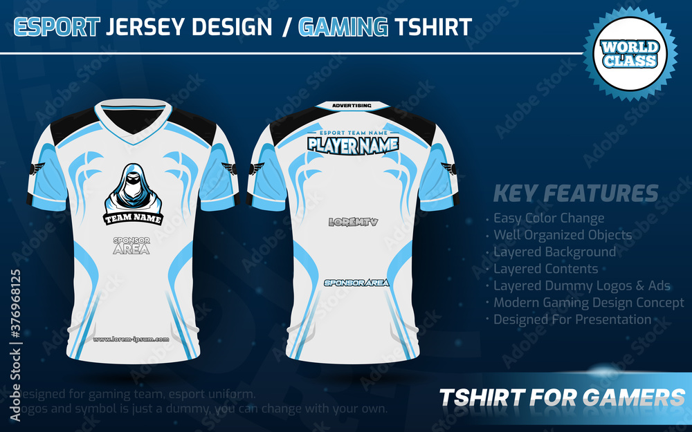 T-shirt for e-sport design template, Soccer jersey mockup for football ...