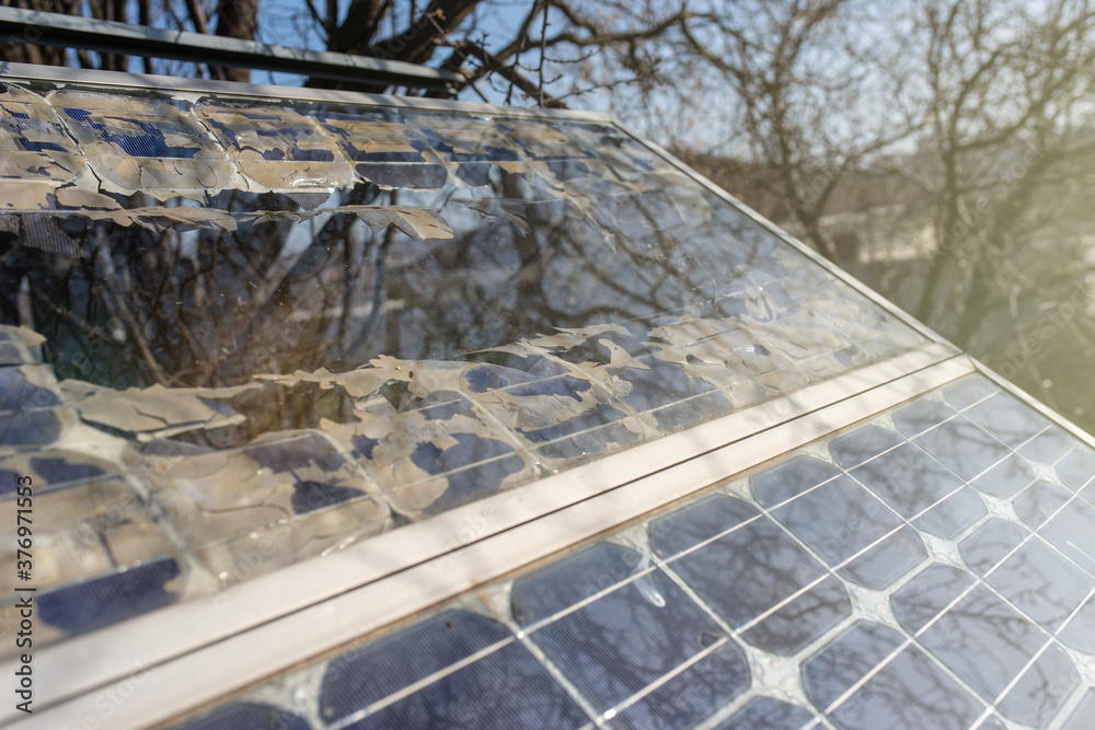 Broken small solar panel Stock Photo | Adobe Stock