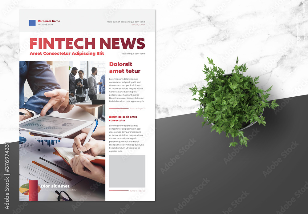 Business Newsletter with Light Red Accents Stock Template | Adobe Stock