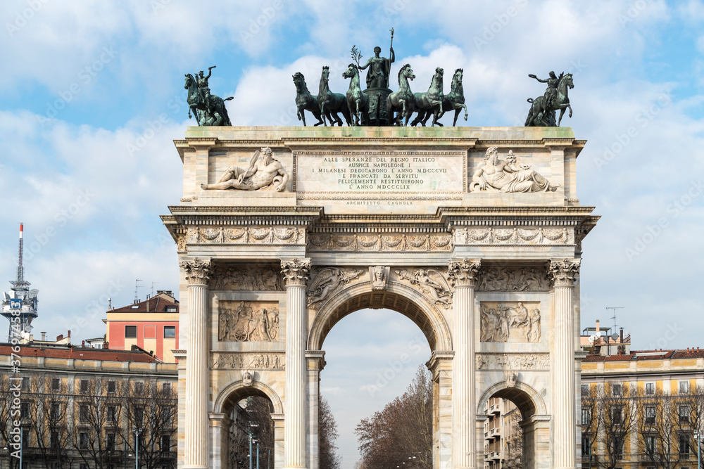 Triumphal arch with bas-reliefs & statues, built by Luigi Cagnola on ...