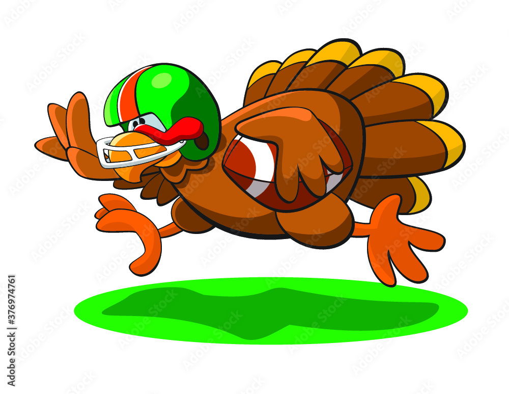 thanksgiving turkey cartoon playing football Stock Vector | Adobe Stock