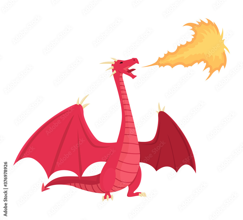 Medieval Dragon Breathing Fire