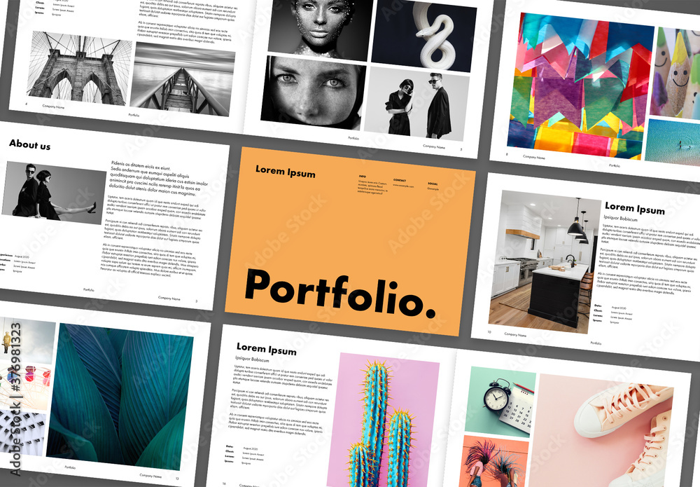 Clean and Modern Portfolio and Photobook Layout Stock Template | Adobe ...