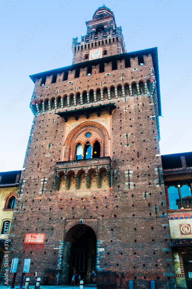 The Exterior of the magnificent Sforza Castle in Milan Italy. In 1450 ...