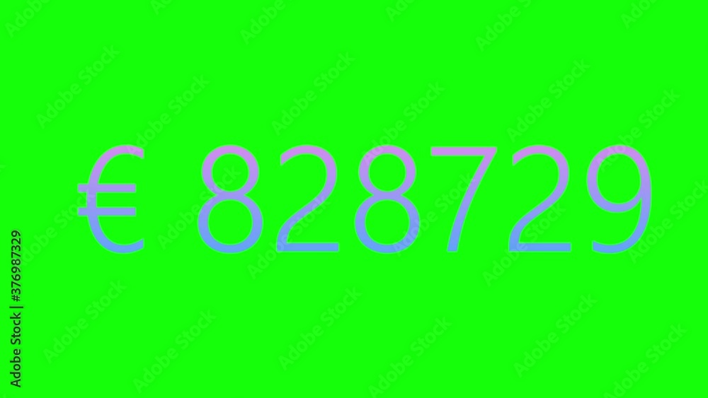 Colorful Animation of Euro Counter. Сurrency Counter on Green Screen ...