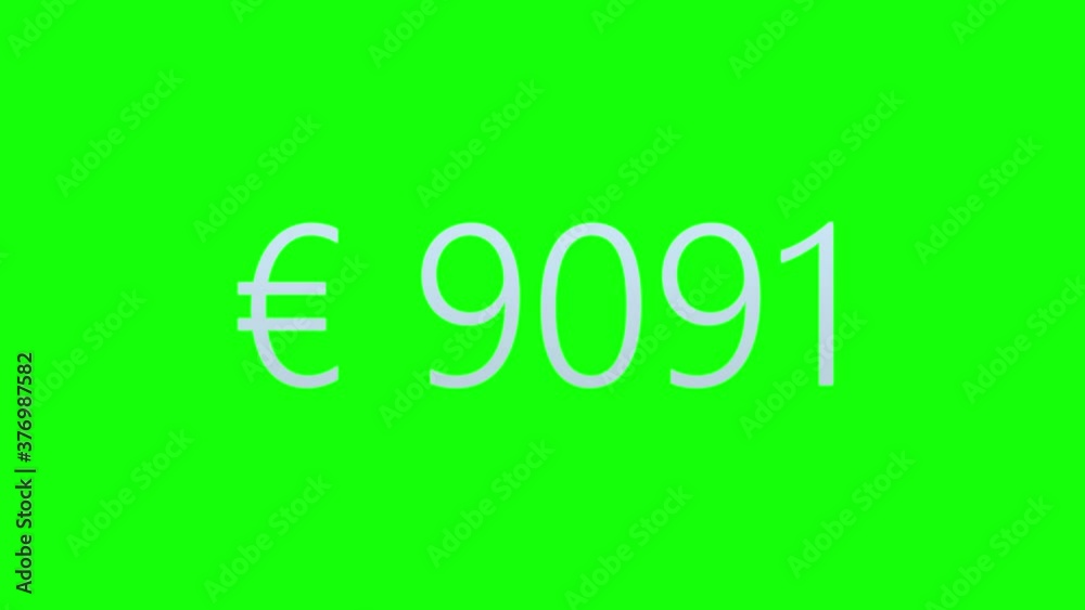 Colorful Animation of Euro Counter. Сurrency Counter on Green Screen ...