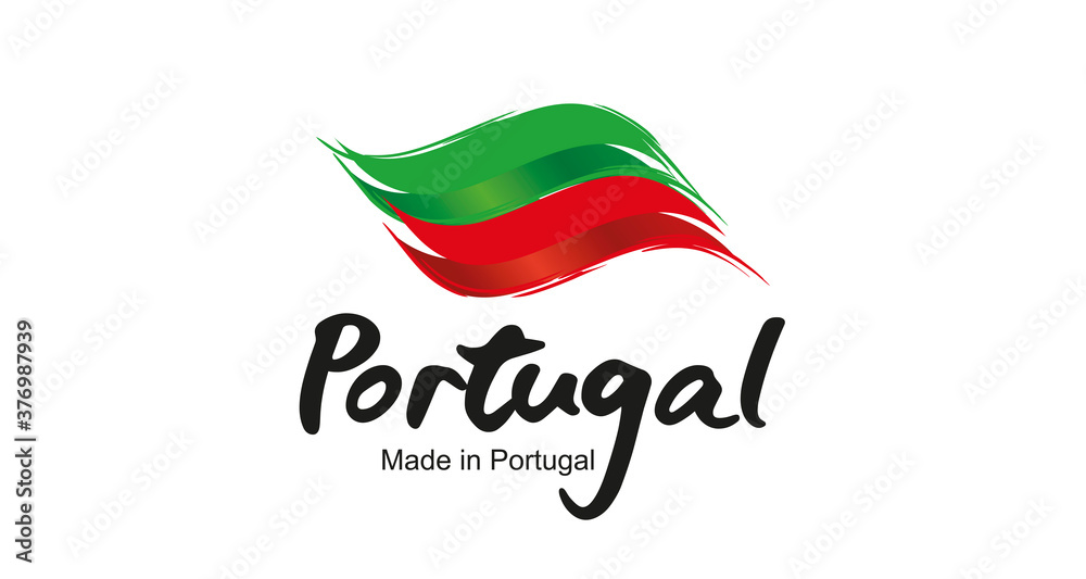 Made in Portugal handwritten flag ribbon typography lettering logo ...