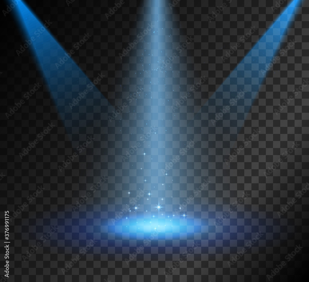 Blue Spotlight. Transparent effect for your design. Light and smoke ...