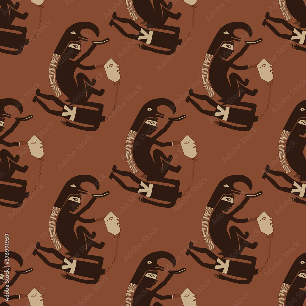 Seamless monochrome pattern with Native American tribal motifs from ...