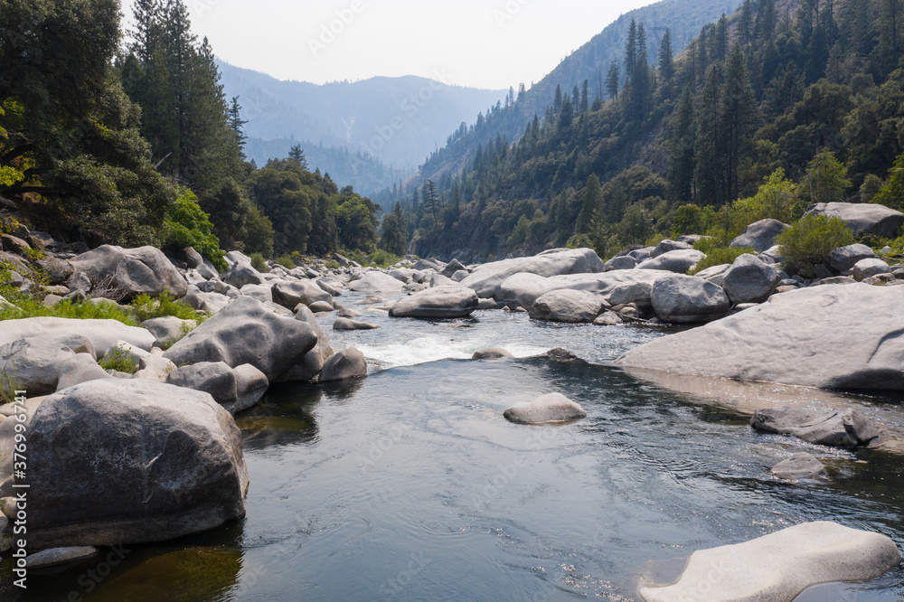 The beautiful Feather River flows through a scenic canyon in Northern California' Sierra Nevada ...