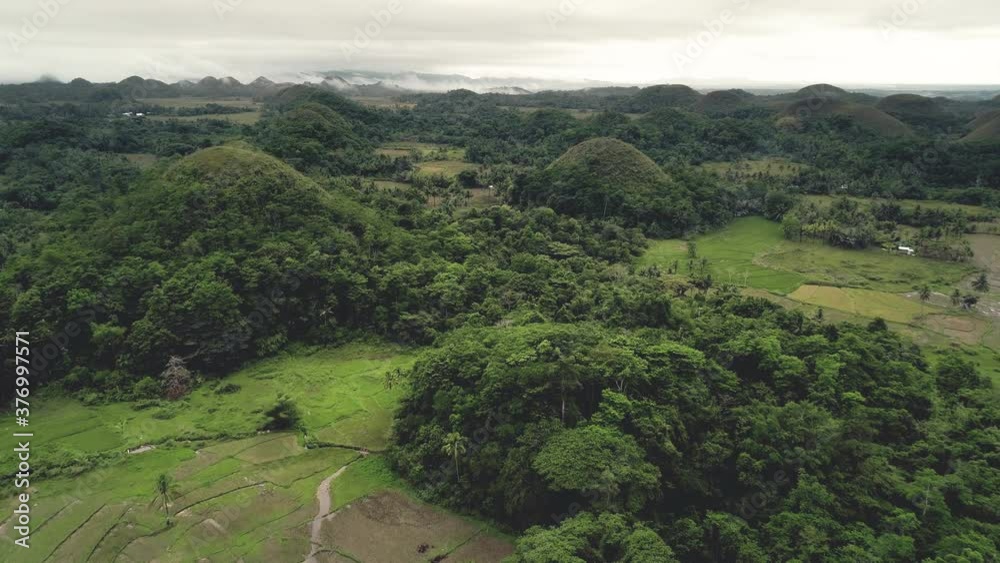 Filipino unique attraction aerial view: Chocolate Hills, Visayas ...