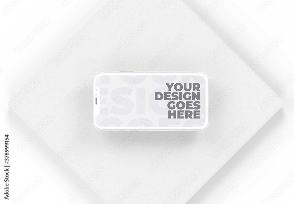 Top View White Clay Smartphone on Rhombus Background Stock Template ...