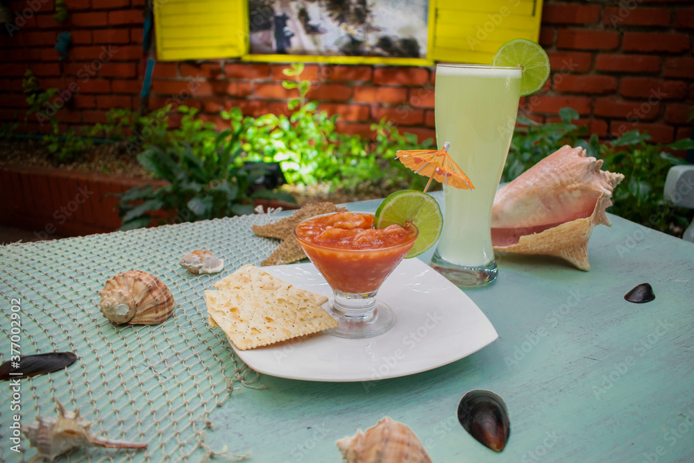 Colombian tradicional Island Ceviche with prawns (shrimp) Stock Photo ...