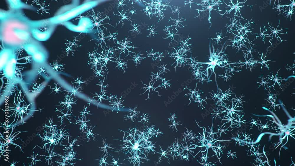 Animation neurons in the brain.Synapse and Neuron cells sending ...