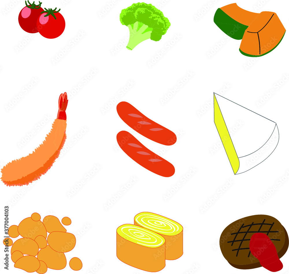 9 types of bento side dishes Stock Vector | Adobe Stock