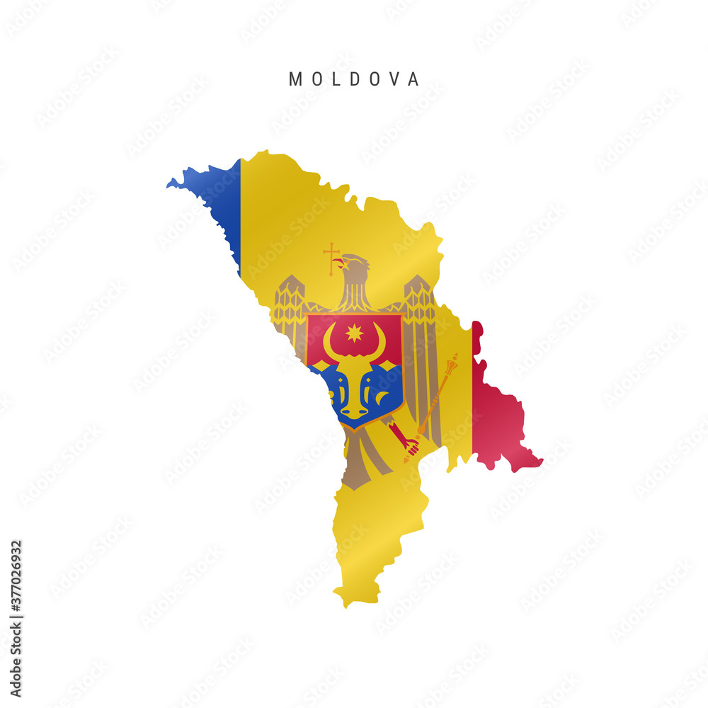 Detailed waving flag map of Moldova. Vector map with masked flag. Stock ...
