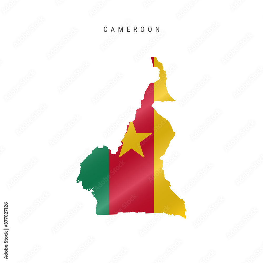 Detailed waving flag map of Cameroon. Vector map with masked flag ...