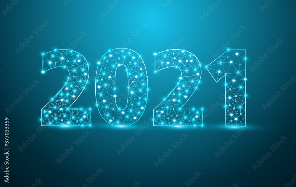 2021 new year text design with mesh stylish alphabet letters numbers ...