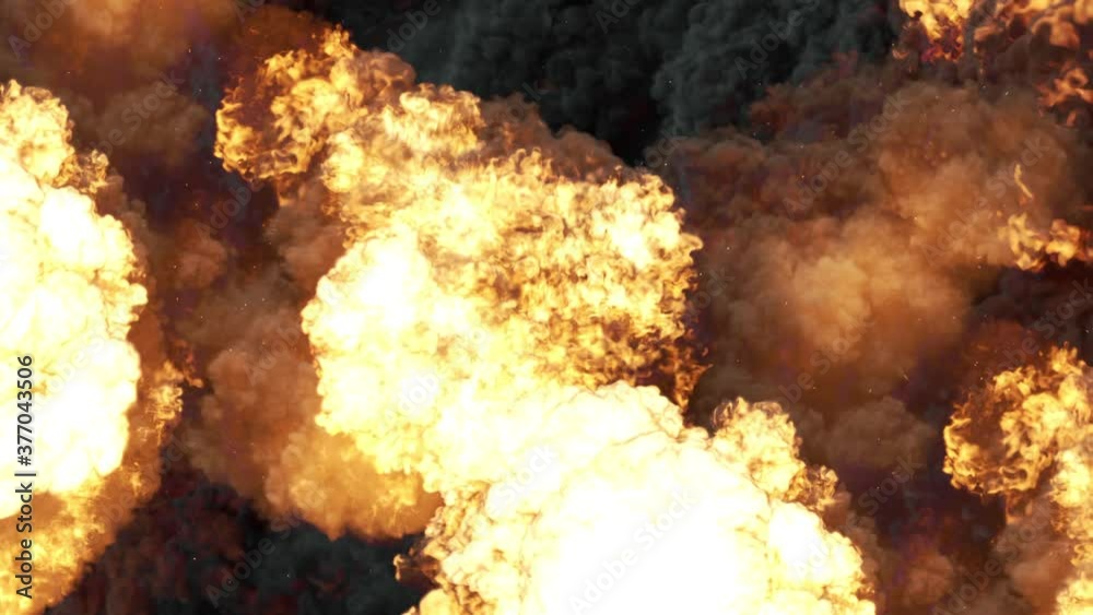 Fire Explosion Transition To The Camera With Alpha Channel. Realistic ...