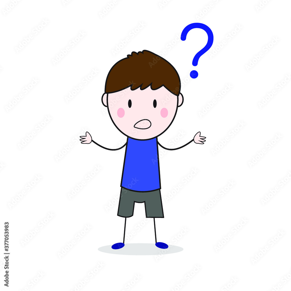 Doodle Stick Figure confused Cartoon Vector Stock Vector | Adobe Stock