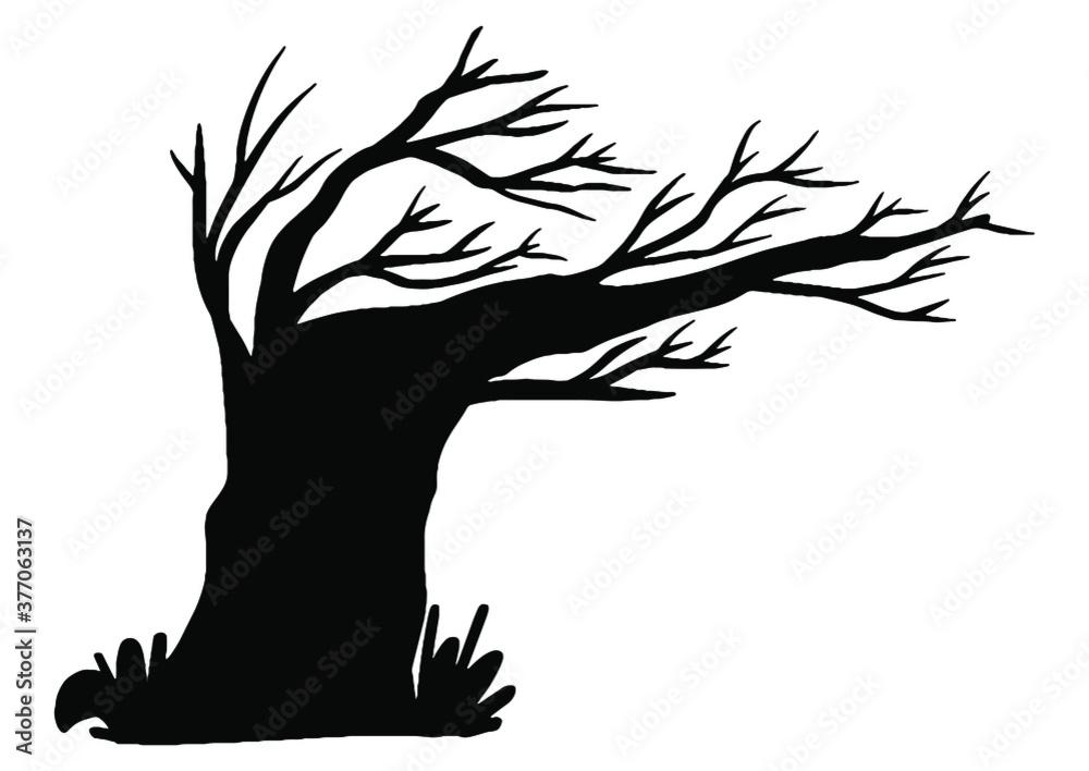 hand draw fine detail illustration of spooky creepy horror death wind ...