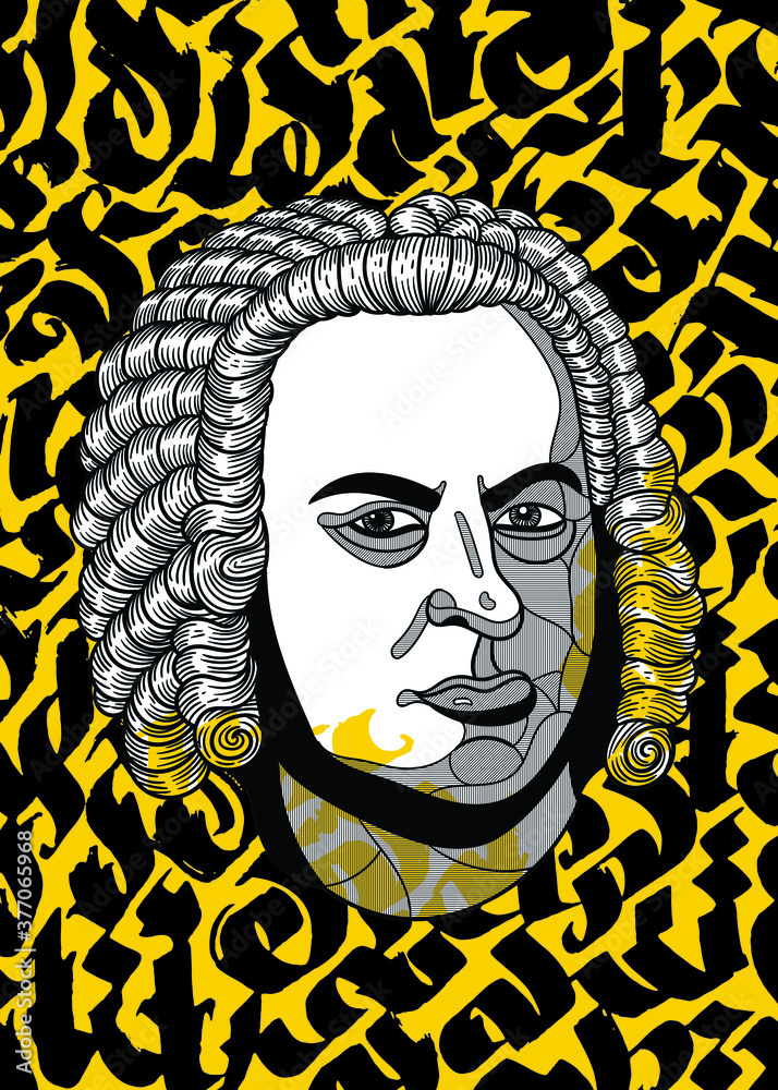 Johann Sebastian Bach. Vector illustration hand drawn. Gothic ...
