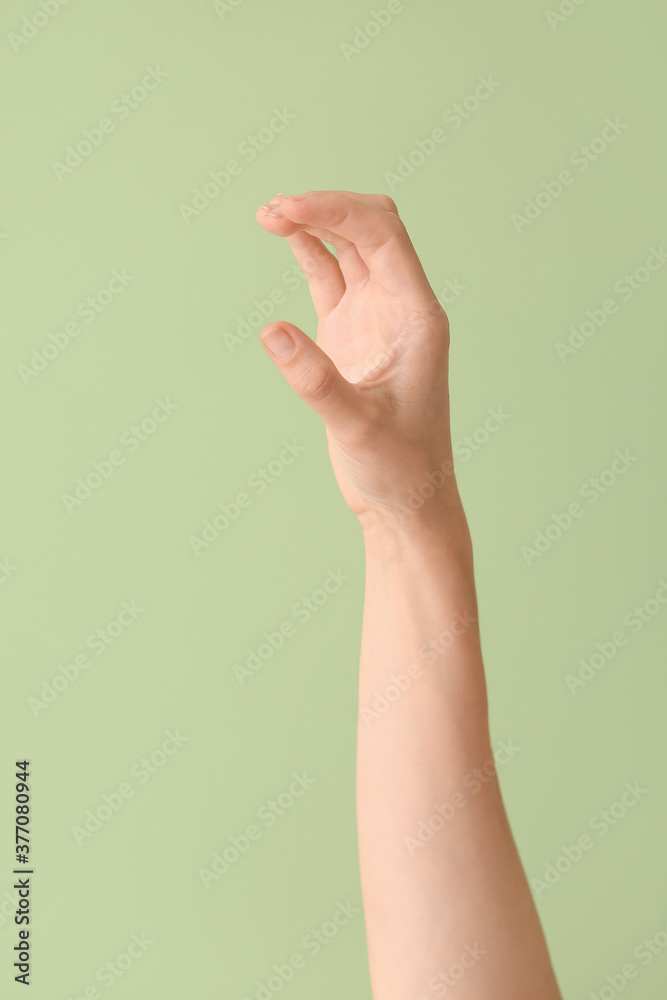 Hand showing letter C on color background. Sign language alphabet Stock ...