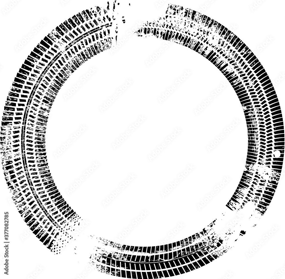 Tire Track Vector Round Border Frame . Stock Vector | Adobe Stock