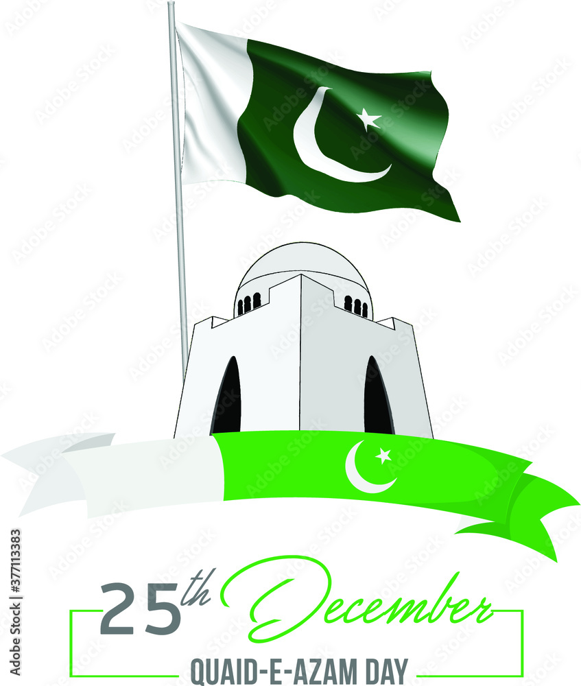25 December, Quaid e Azam Day, Pakistan Flag, Quaid's Day Stock Vector ...