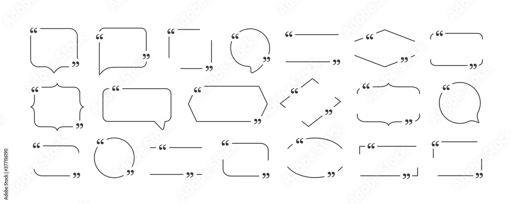 Quote box frames set isolated on white background. Vector bubble speech ...