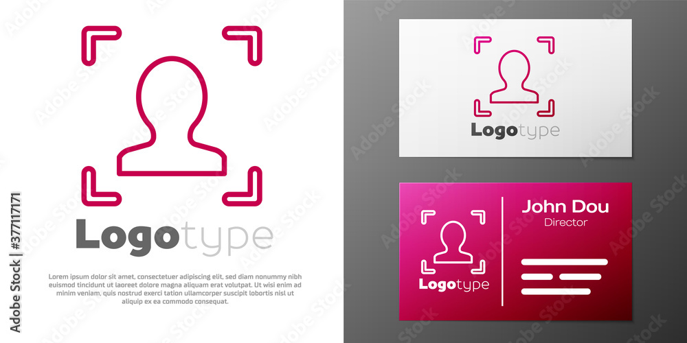 Logotype line Face recognition icon isolated on white background. Face ...