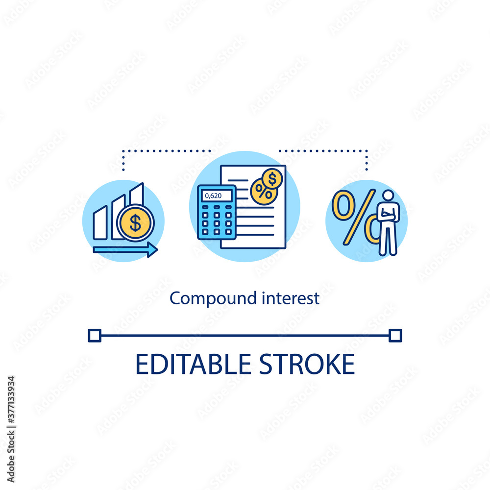 Calculating compound interest concept icon. Accounting, financial ...