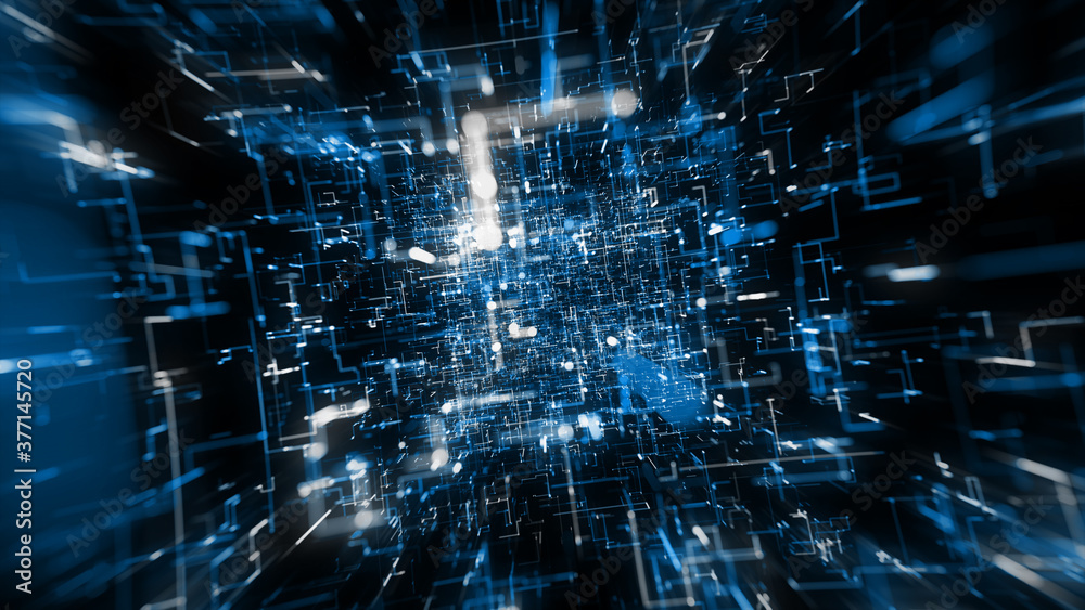 Abstract Digital Data Hi Tech Background Zoom In/ Illustration of a ...