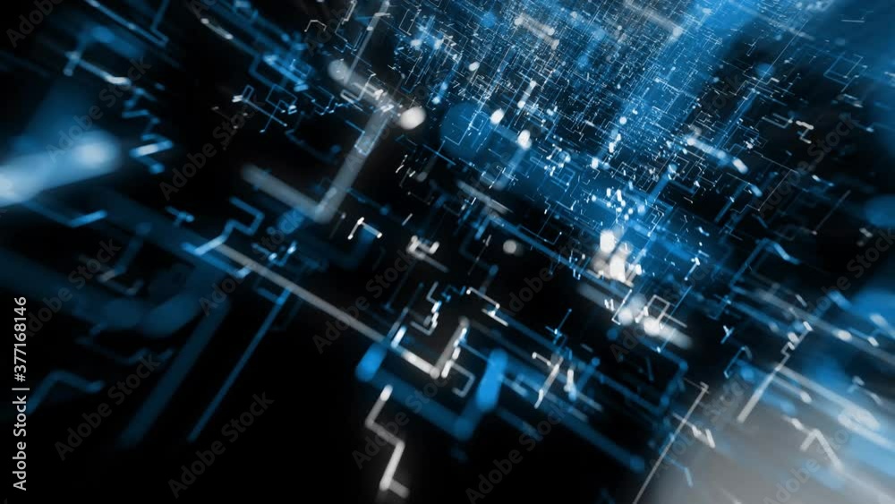 Abstract Hi Tech Background Digital Data Zooming In/ 4k animation of an ...