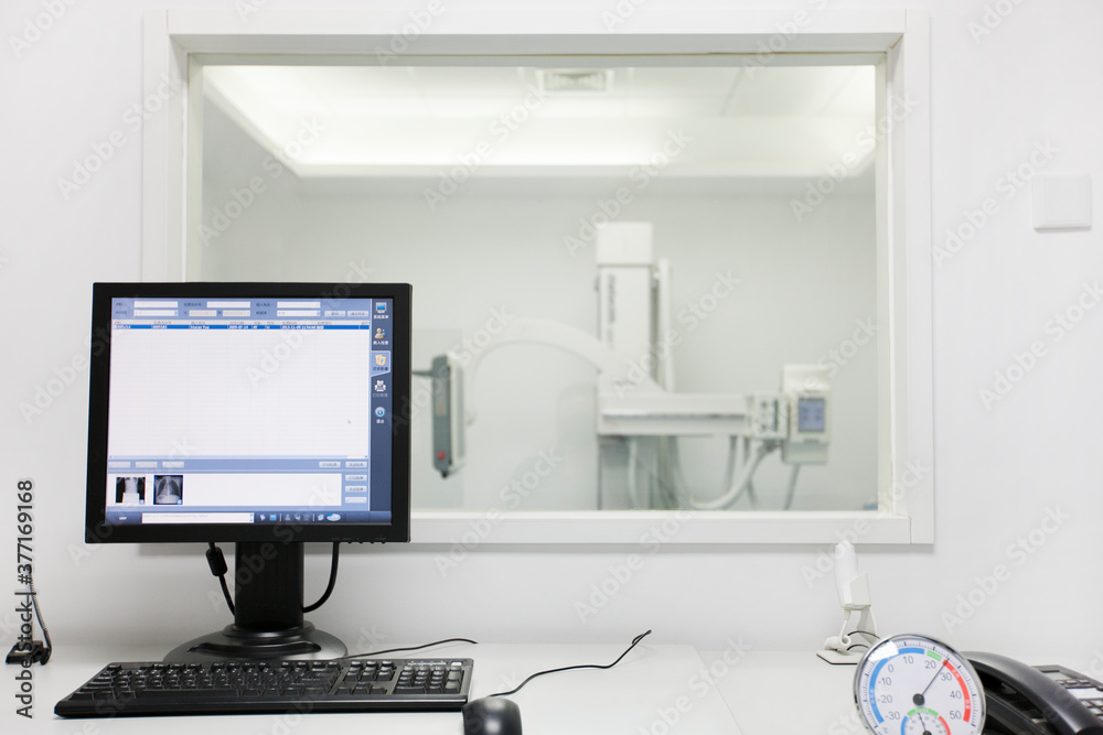 Medical digital radiography system and control room Stock Photo | Adobe ...