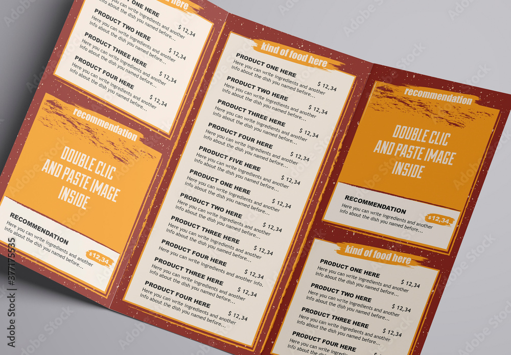 Rustic Food Drink Menu Trifold Layout Stock Template | Adobe Stock