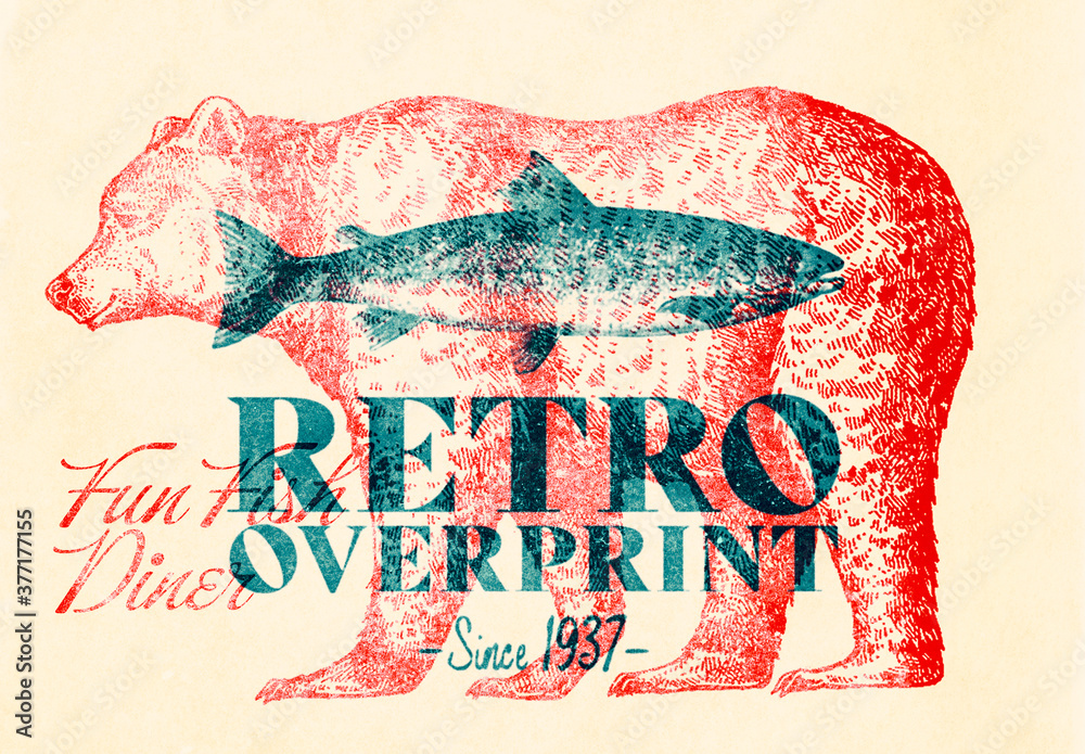 Retro overprint Effect Stock テンプレート | Adobe Stock