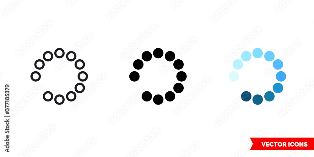 Loading icon of 3 types color, black and white, outline. Isolated ...