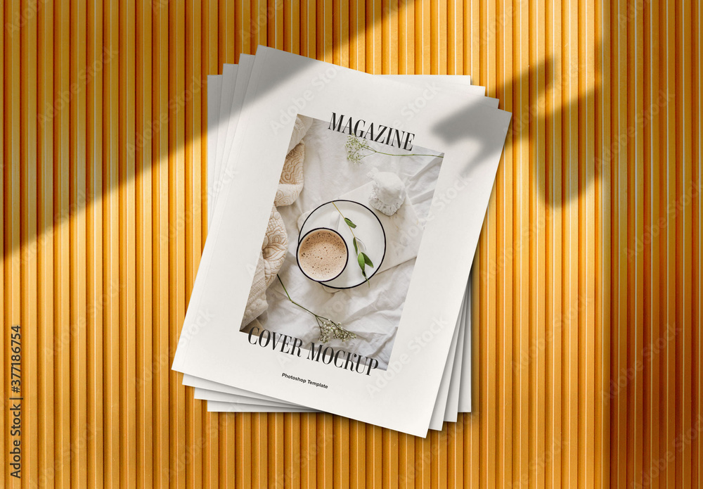 Magazine Stack Cover Mockup Scene Stock Template | Adobe Stock