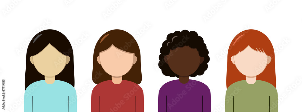 Vector women icons. Isolated flat female characters on the white ...