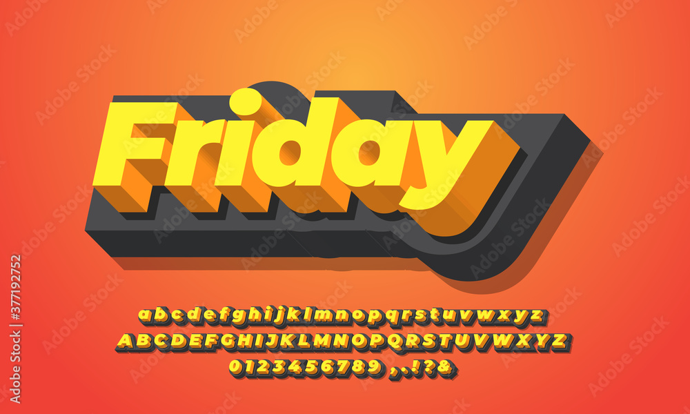 orange and black 3d modern alphabet text effect design template Stock ...
