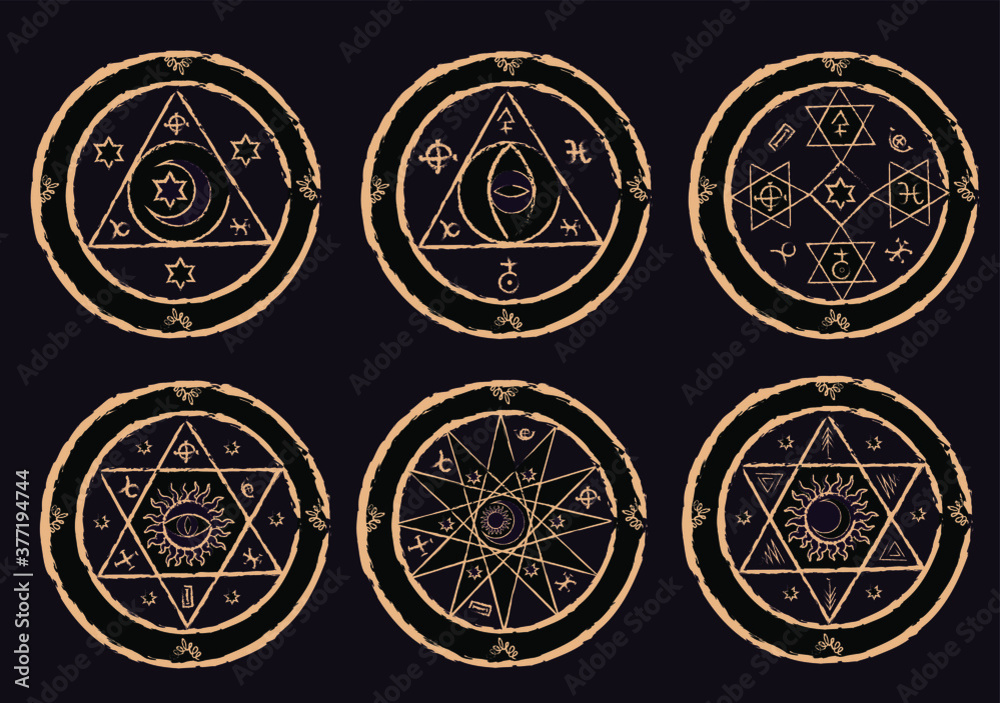 Occult signs and symbols in vector Stock Vector | Adobe Stock