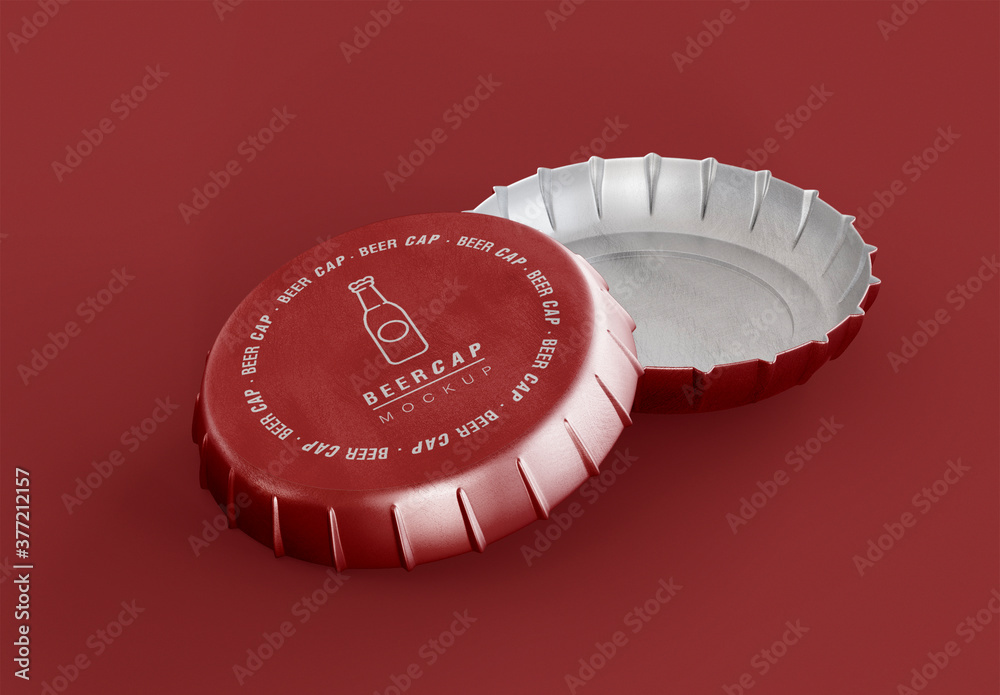 2 Beer Caps Mockup Stock Template | Adobe Stock