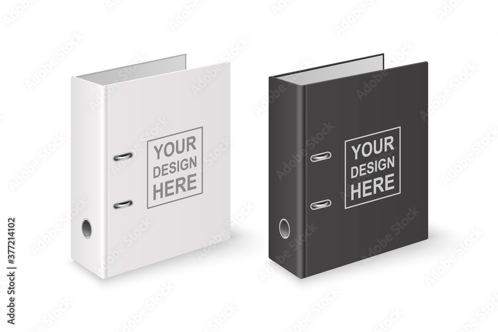 Vector 3d Closed Realistic White and Black Blank Office Binder with ...