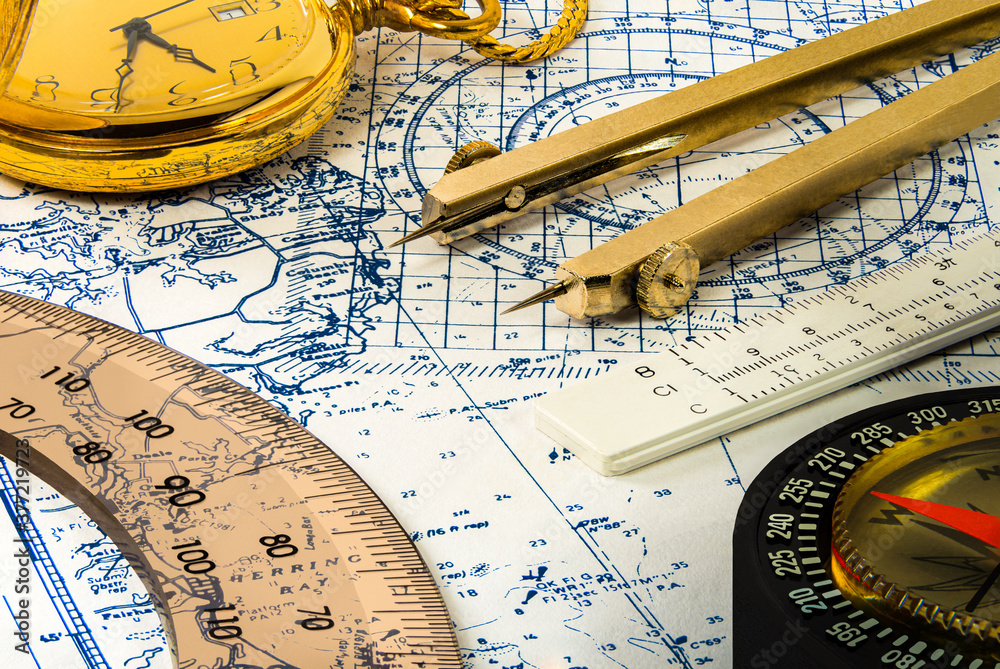 nautical mapping tools Stock Photo | Adobe Stock